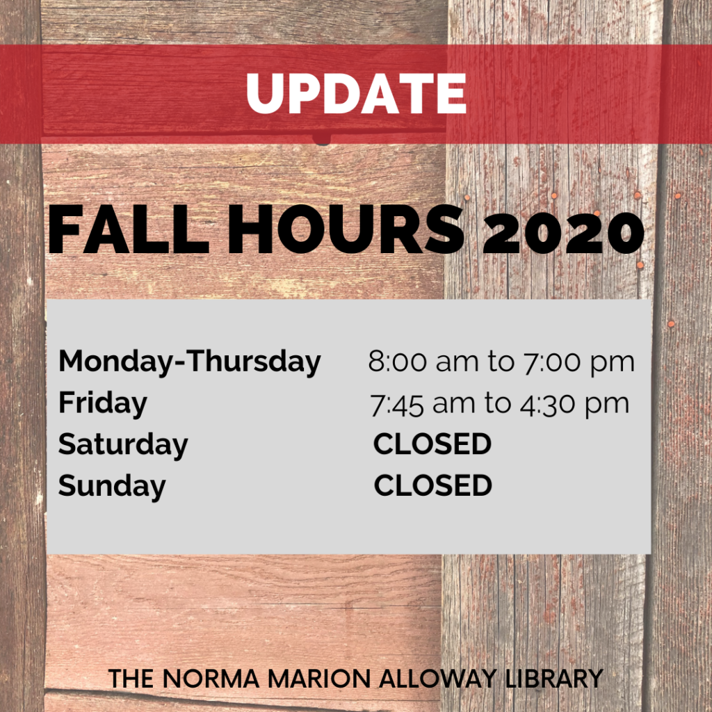 UPDATED Hours for TWU Library – Alloway Library News